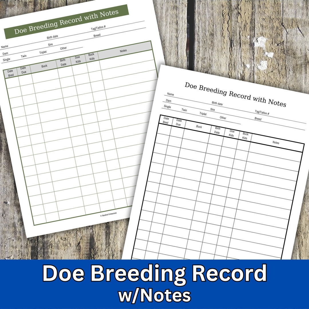 Goat Breeding Record, Homesteading Livestock Planner, Digital Download ...