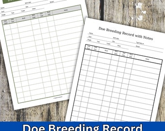 Goat Doe Health & Breeding Record Instant Download Organizer Printable ...