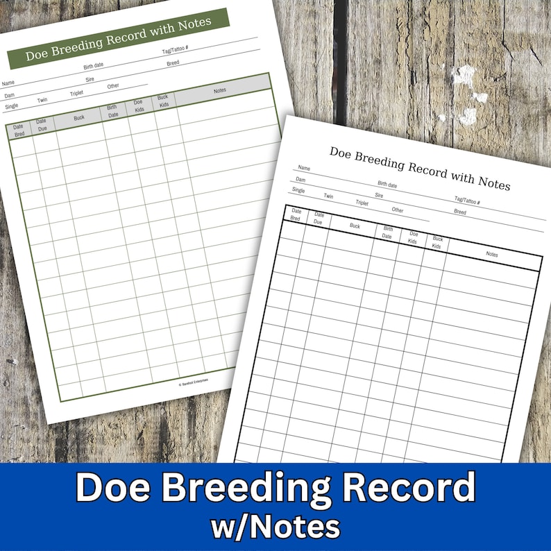 Goat Breeding Record, Homesteading Livestock Planner, Digital Download ...