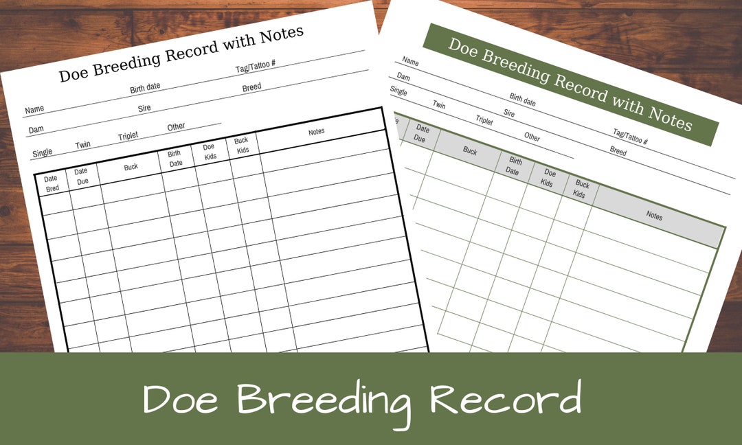 Goat Breeding Record Homesteading Livestock Planner Goat - Etsy