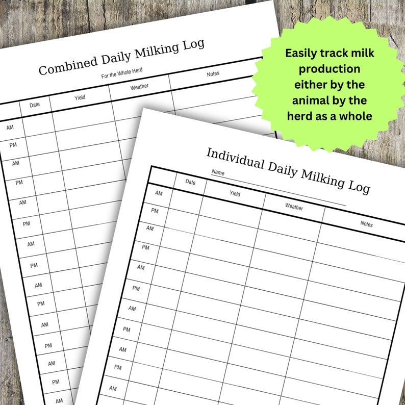Goat Breeding Logs, Printable Livestock Planner, Dairy Goat Records ...