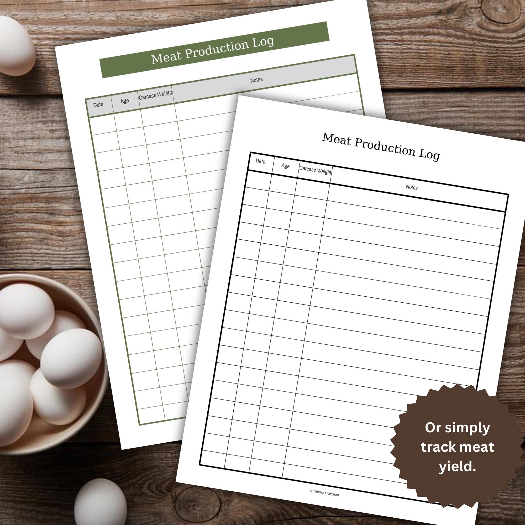 Chicken Meat Bird Cost Tracker, Printable Homesteading Records for ...
