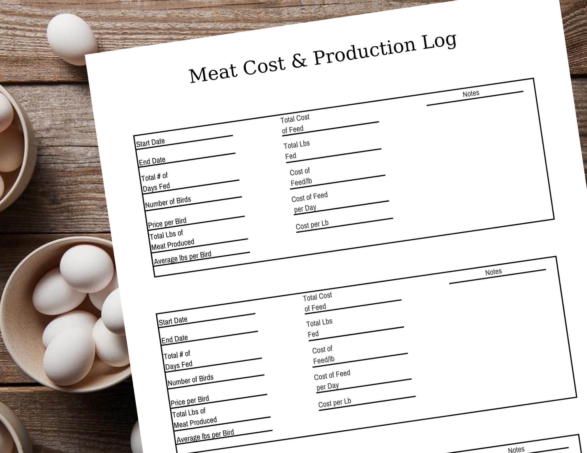 Chicken Meat Bird Cost Tracker, Printable Homesteading Records for ...