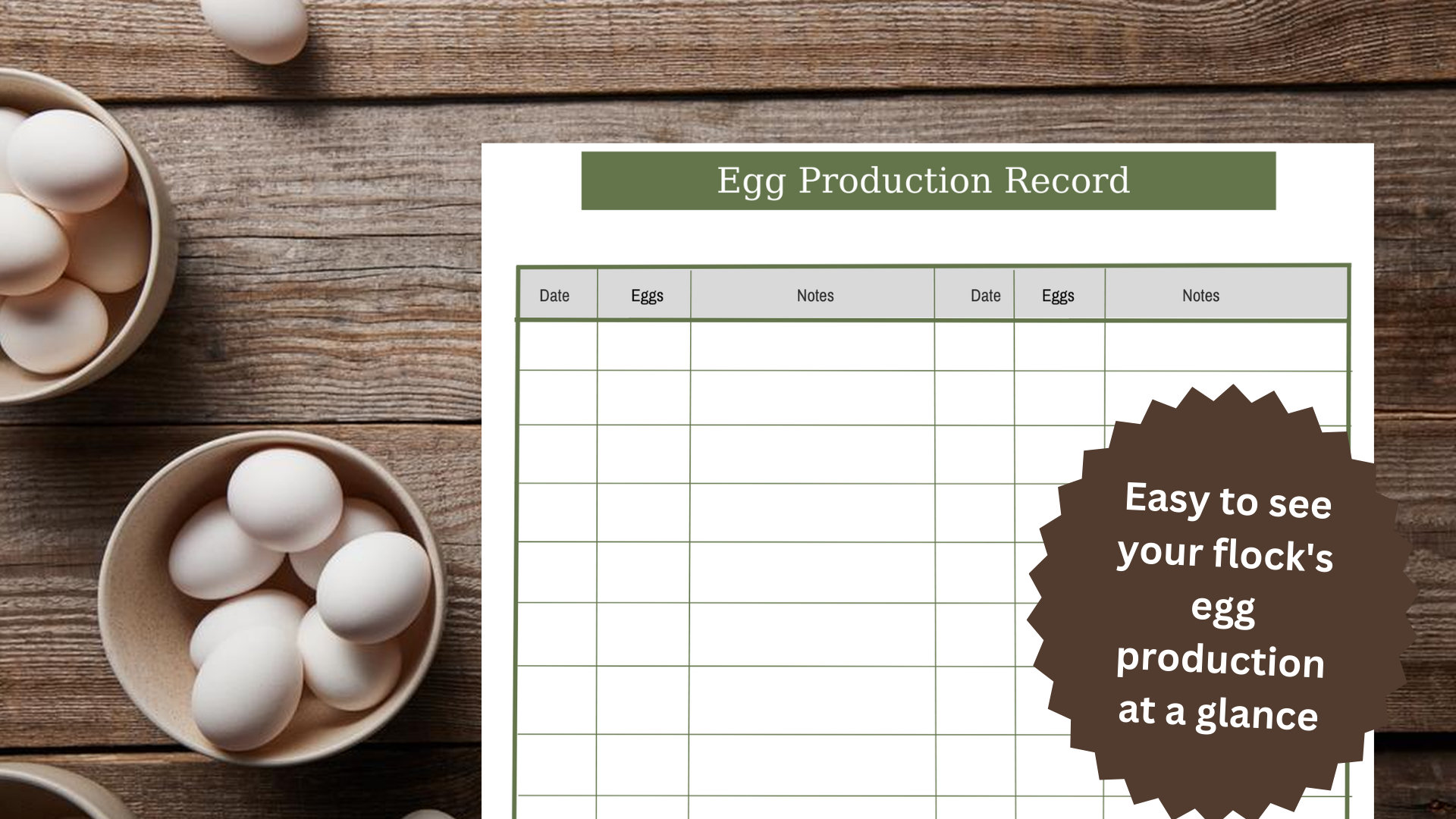 Egg Production Tracker, Homestead Printable, Backyard Chickens - Etsy