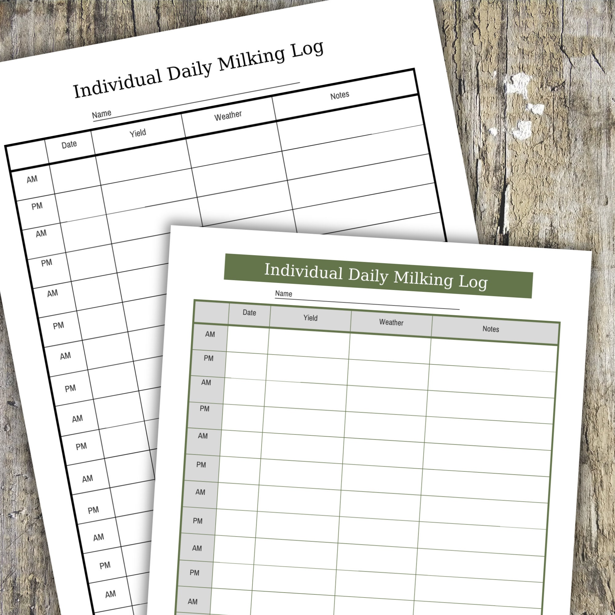 Individual Daily Milk Record, Milking Log, Dairy Printable ...