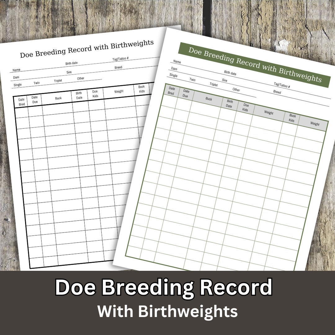 Doe Goat Breeding Log W/birthweights, Homestead Record Keeping, Hobby ...