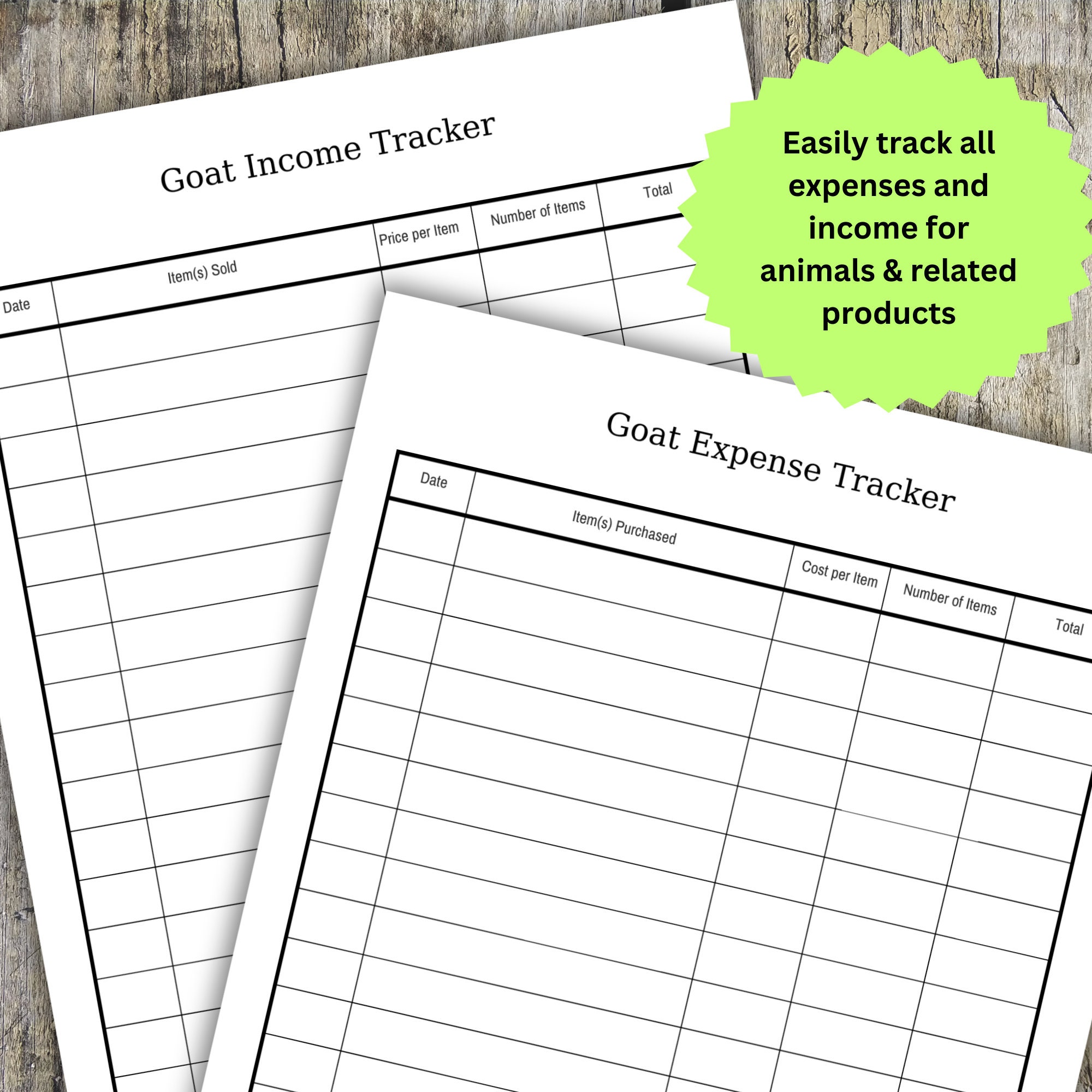 Goat Breeding Logs, Printable Livestock Planner, Dairy Goat Records ...