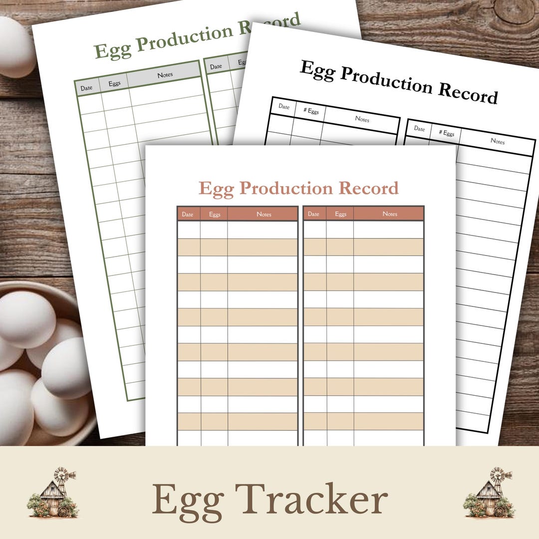 Egg Production Tracker, Homestead Printable, Backyard Chickens - Etsy