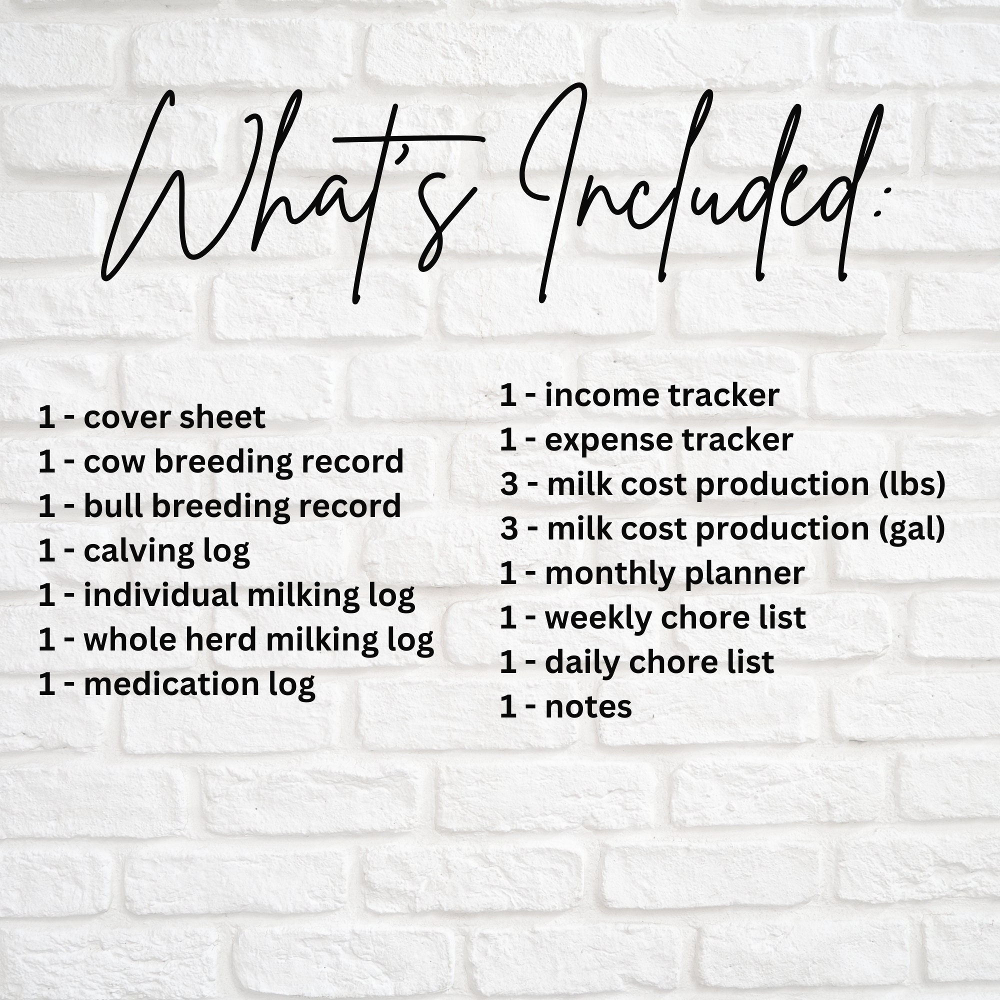 Printable Homestead Cow Planner for Tracking Breeding, Health, Milking ...