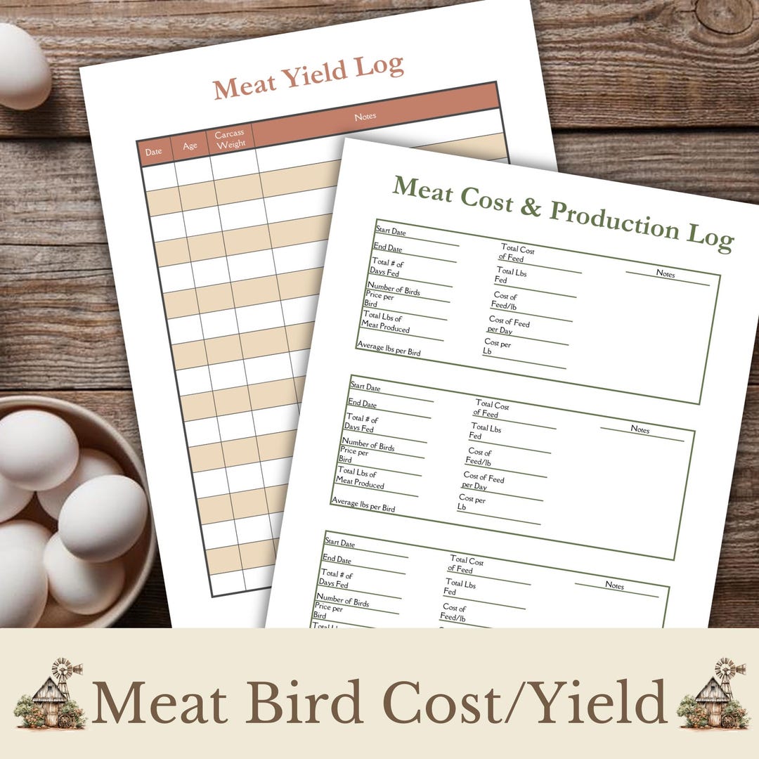 Chicken Meat Bird Cost Tracker, Printable Homesteading Records for ...