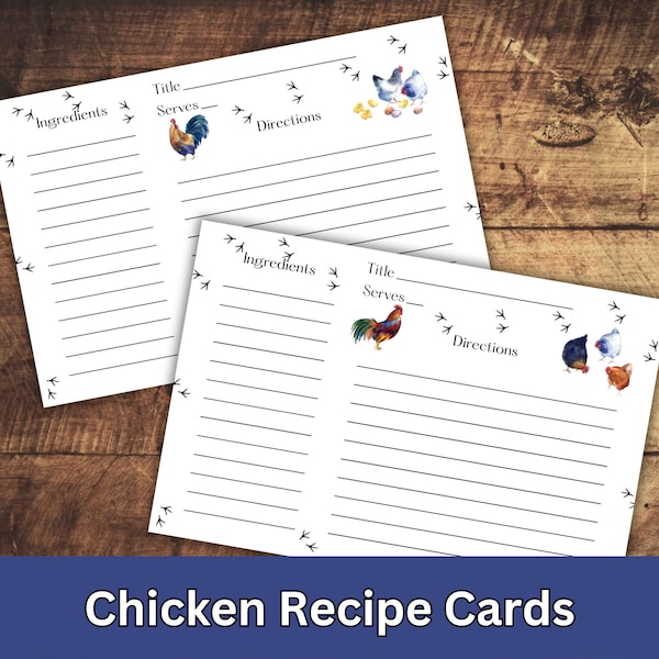 Printable Chicken Recipe Card - Etsy