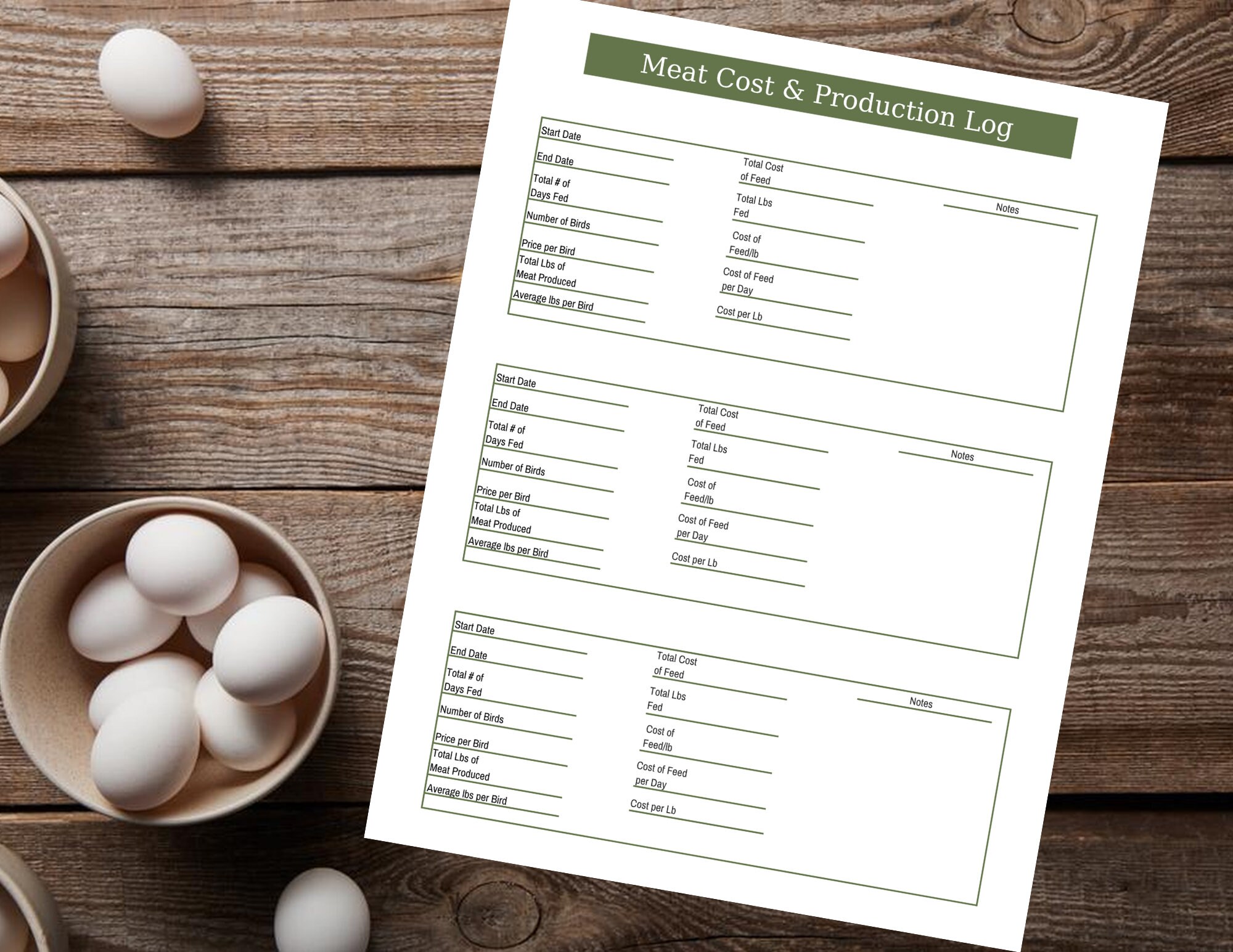 Chicken Meat Bird Cost Tracker, Printable Homesteading Records for ...