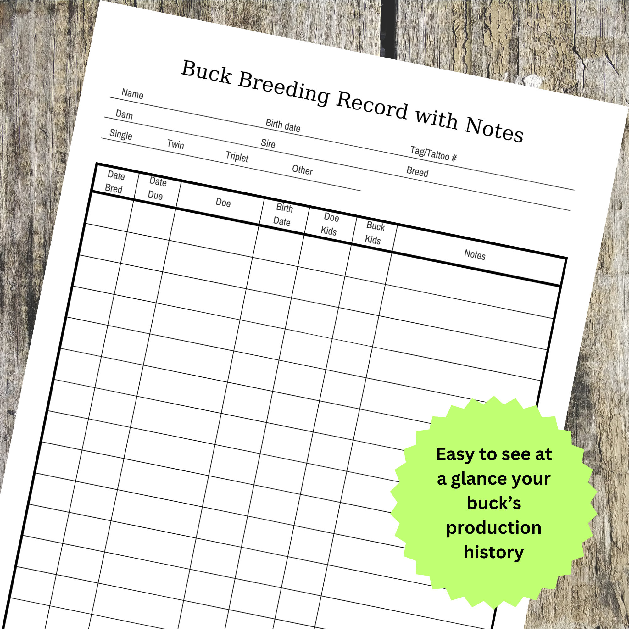 Goat Breeding Logs, Printable Livestock Planner, Dairy Goat Records ...