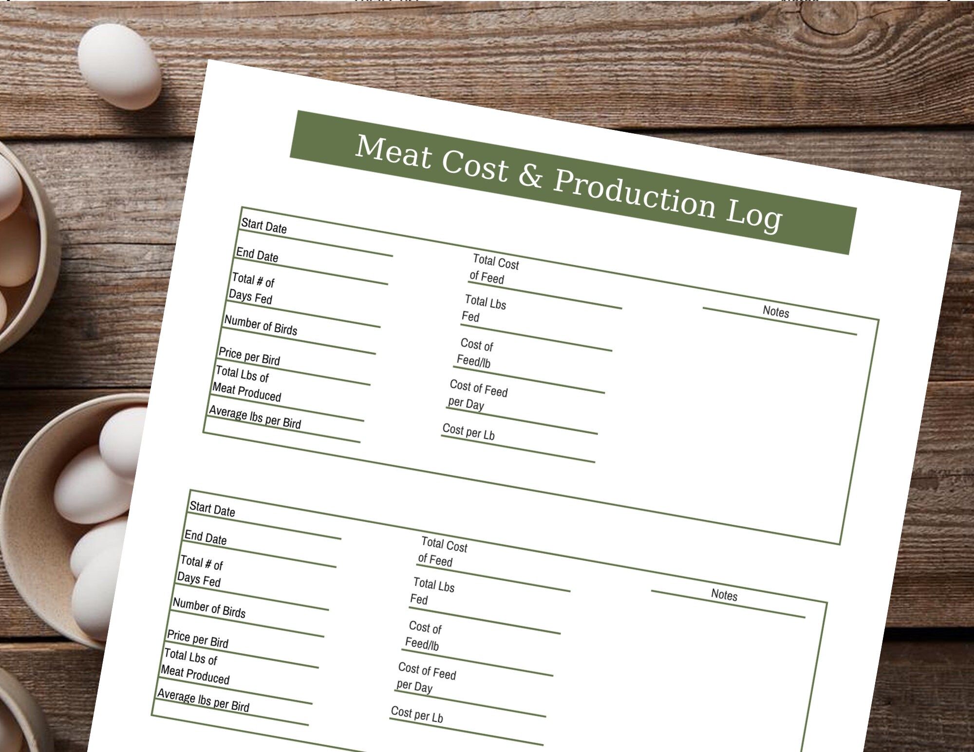 Chicken Meat Bird Cost Tracker, Printable Homesteading Records for ...