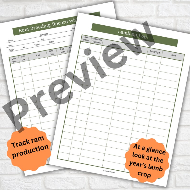 Printable Sheep Management Planner, Wool Production, Meat Yields ...