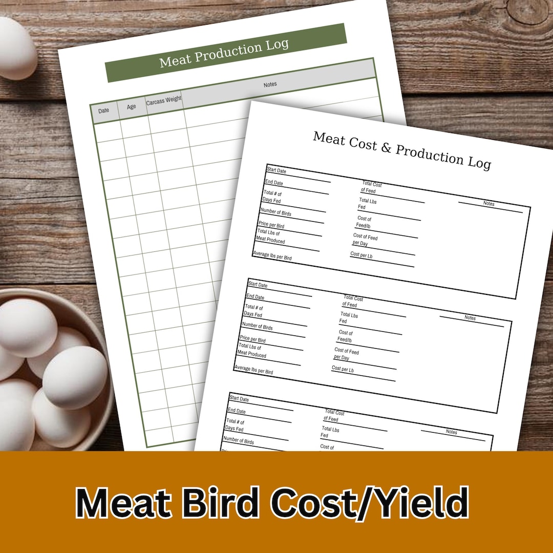 Chicken Meat Bird Cost Tracker, Printable Homesteading Records for ...