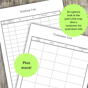 Goat Breeding Logs, Printable Livestock Planner, Dairy Goat Records ...