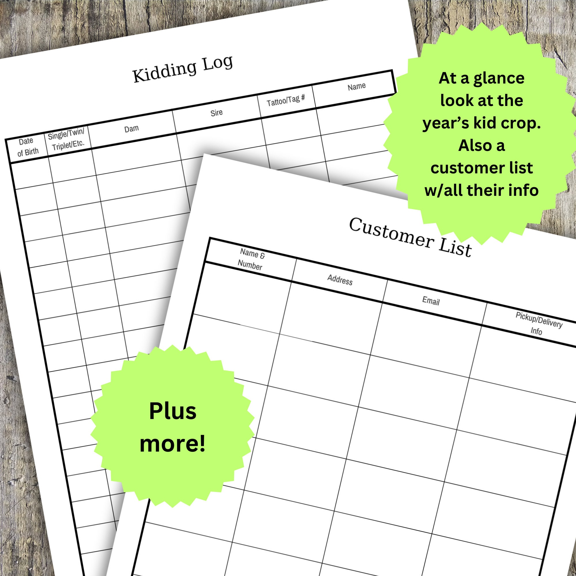 Goat Breeding Logs, Printable Livestock Planner, Dairy Goat Records ...