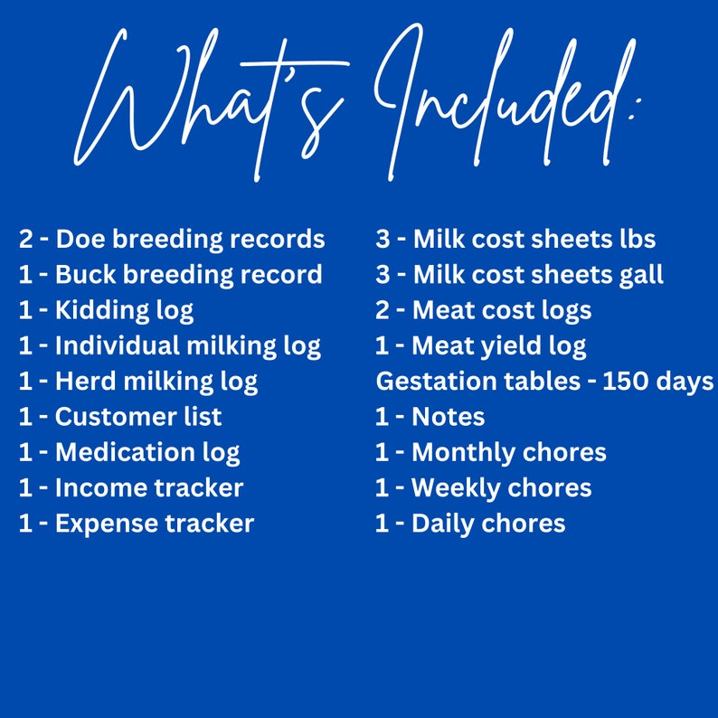 Goat Breeding Logs, Printable Livestock Planner, Dairy Goat Records ...