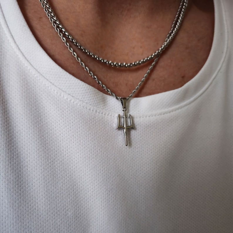 Poseidon the Greek God of Sea Trident Necklace 2pc Set, Trident ...