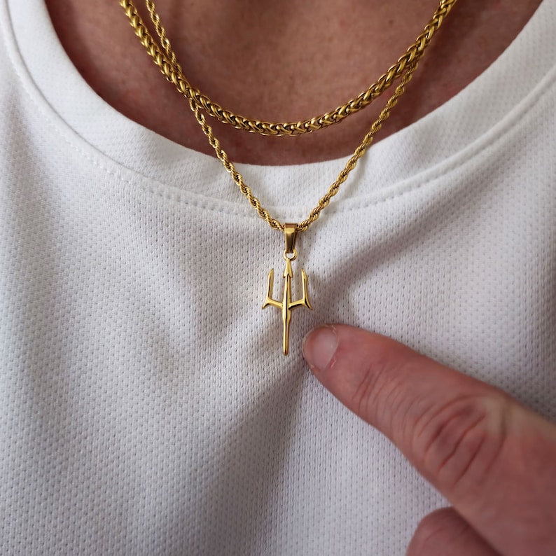 Poseidon the Greek God of Sea Trident Necklace 2pc Set, Trident ...