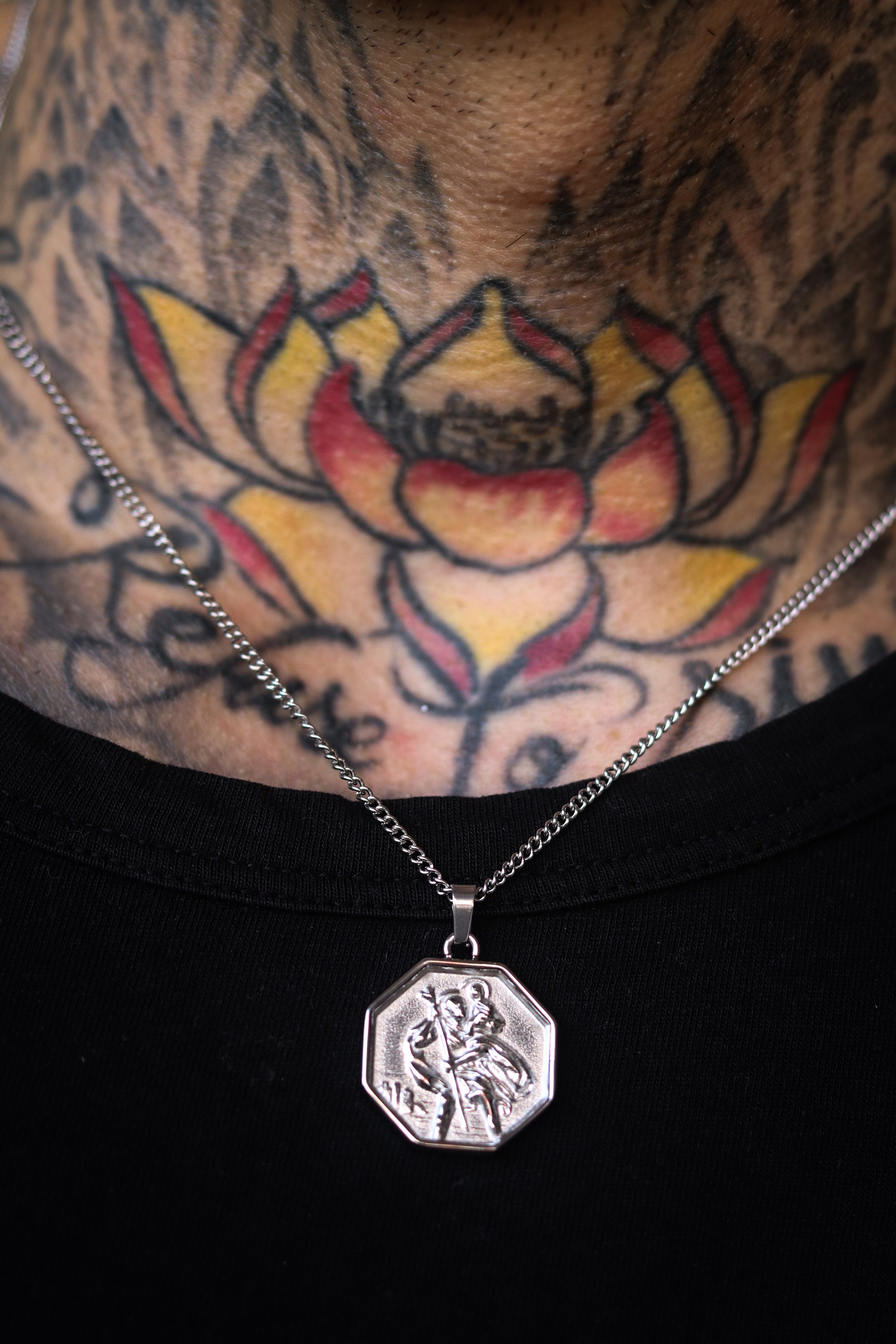 Gold St Christopher Necklace, 18K Gold Stainless Steel Pendant, Travel ...