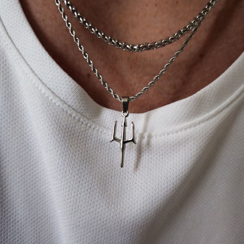 Poseidon the Greek God of Sea Trident Necklace 2pc Set, Trident ...