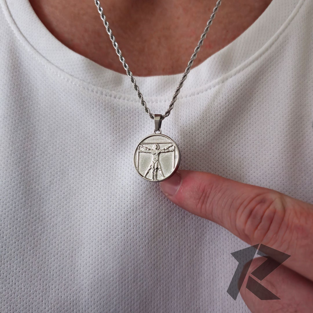 Da Vinci Vitruvian Man Pendant Necklace, Silver Humankind Necklace ...