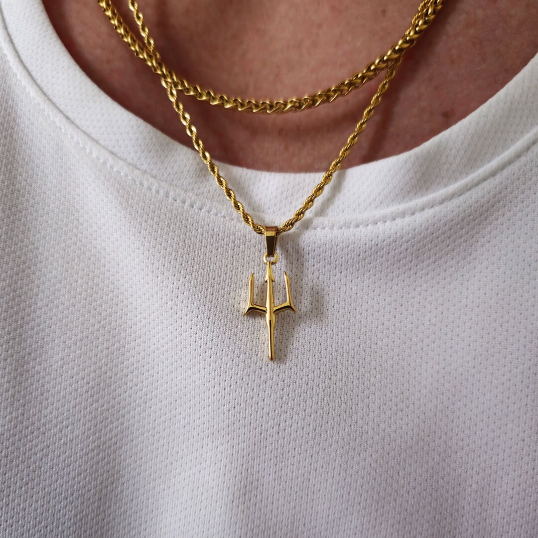Poseidon the Greek God of Sea Trident Necklace 2pc Set, Trident ...