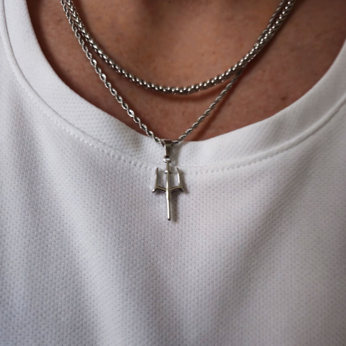 Poseidon the Greek God of Sea Trident Necklace 2pc Set, Trident ...
