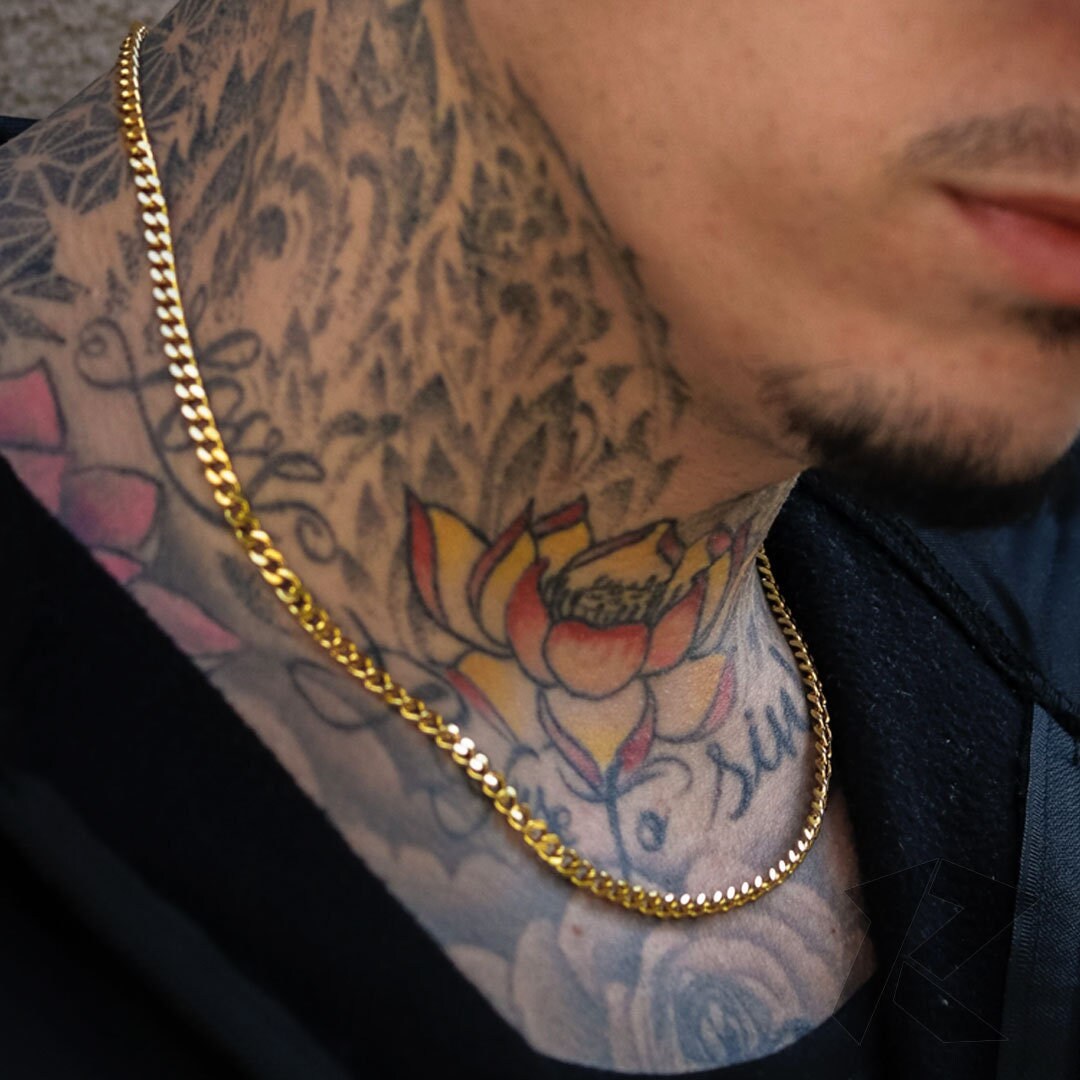 Cuban Chain, Gold Cuban Chain, 4mm Cuban Chain, Stainless Steel, Free ...