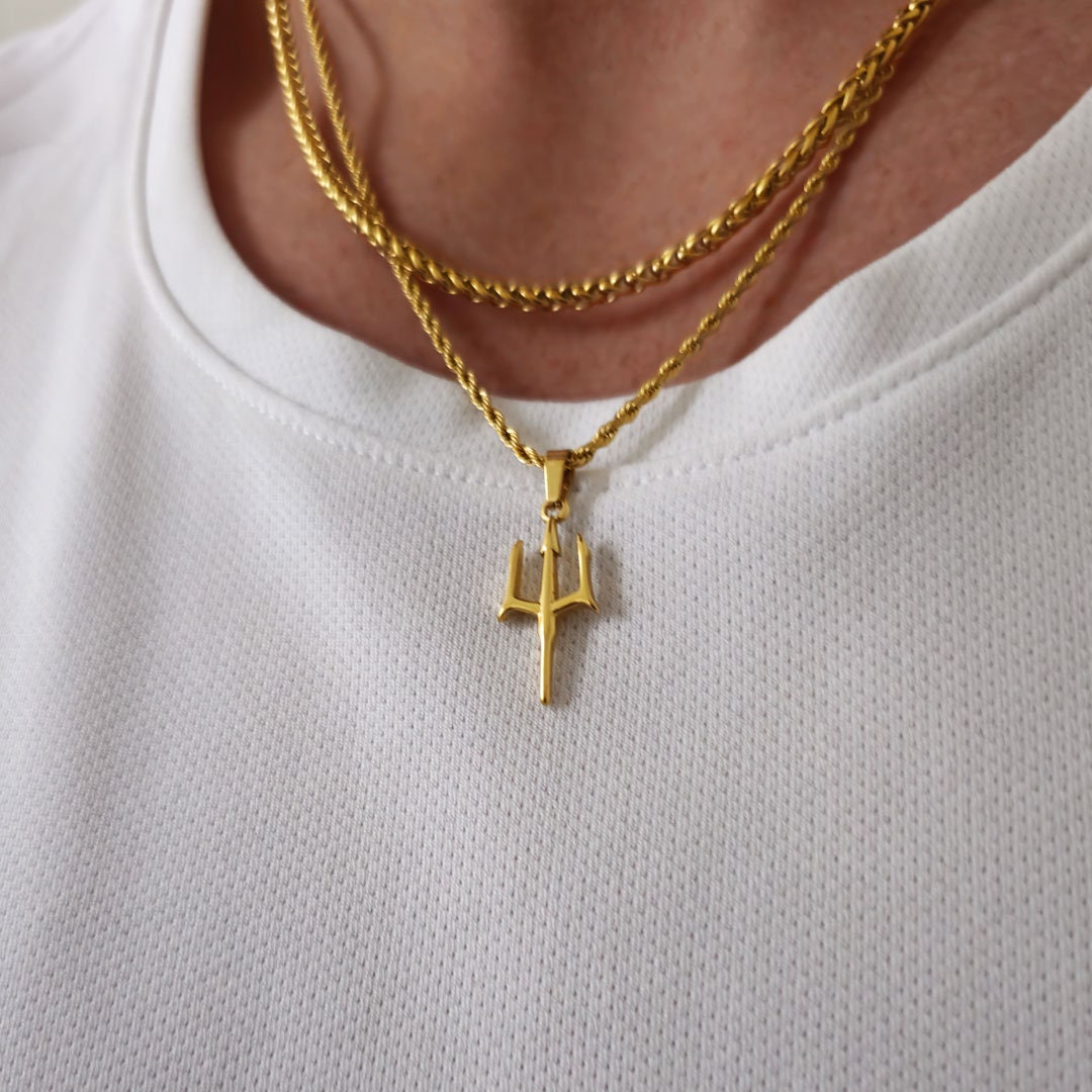 Poseidon the Greek God of Sea Trident Necklace 2pc Set, Trident ...