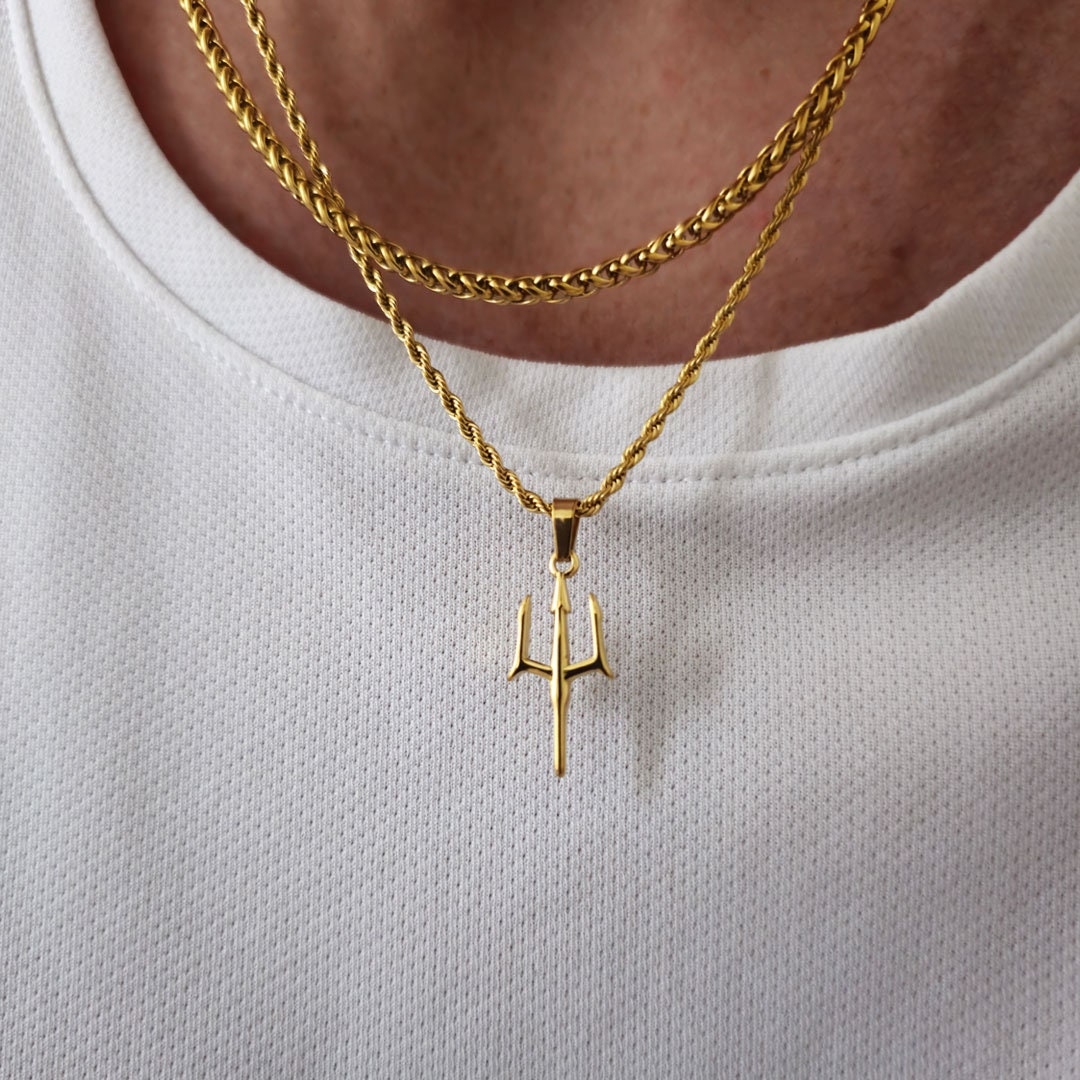 Poseidon the Greek God of Sea Trident Necklace 2pc Set, Trident ...