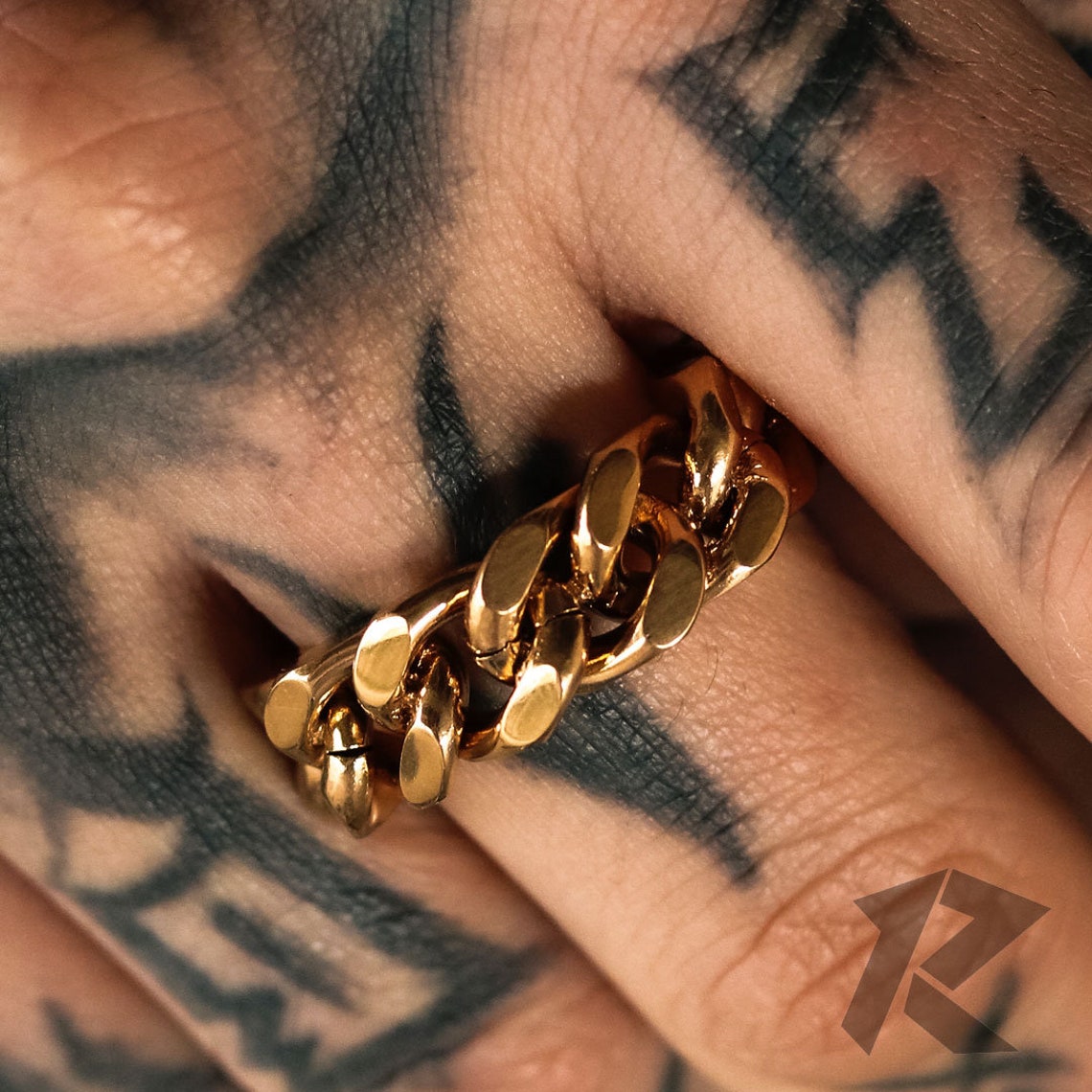 Gold Mens Ring, Cuban Ring, Cuban Chain Ring, Stainless Steel, Free ...