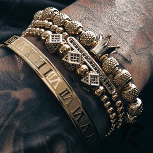 18K Gold Bracelet Set, Mens Bracelet, Bracelets for Men, Stainless ...