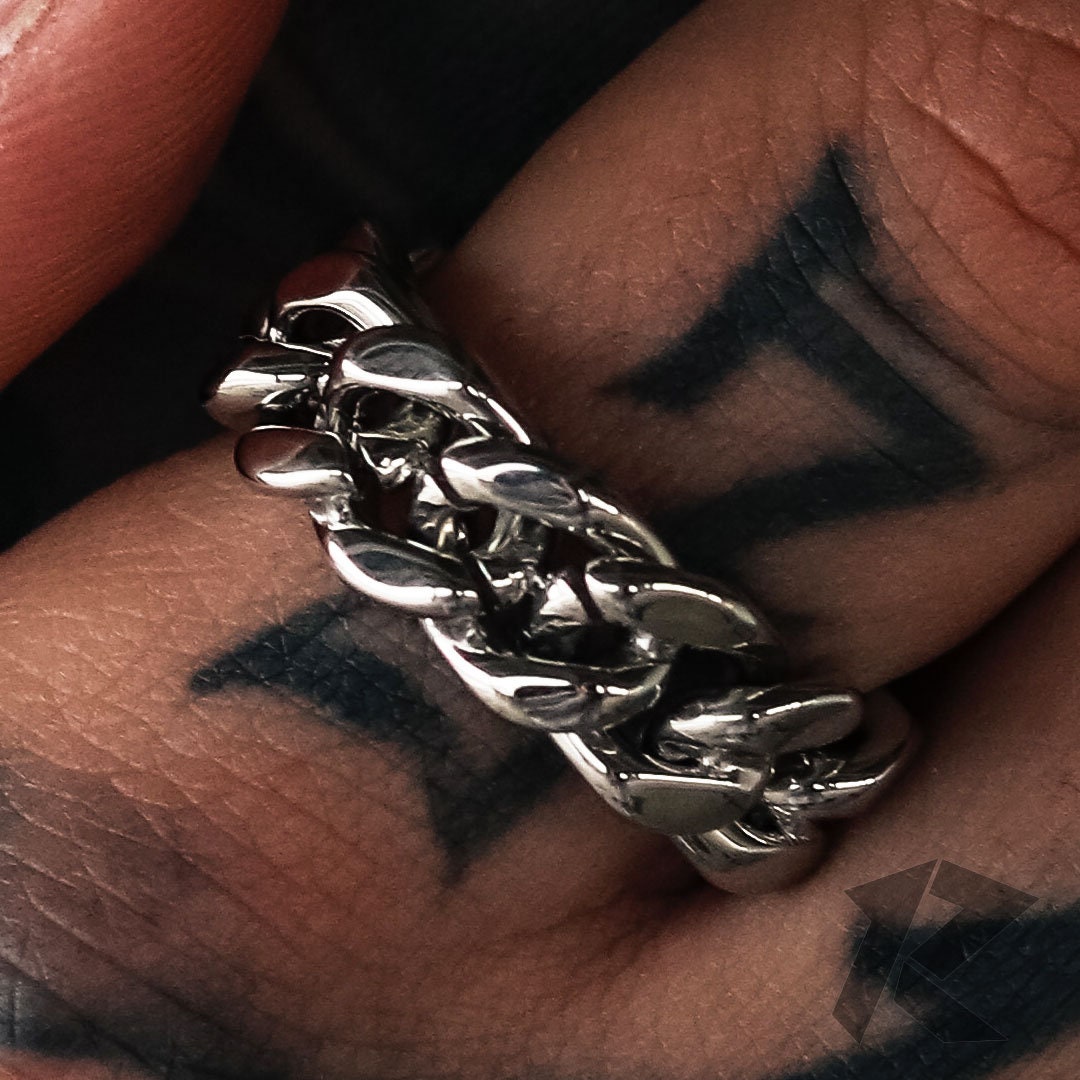 Gold Mens Ring, Cuban Ring, Cuban Chain Ring, Stainless Steel, Free Tracked Shipping, Gift for ...