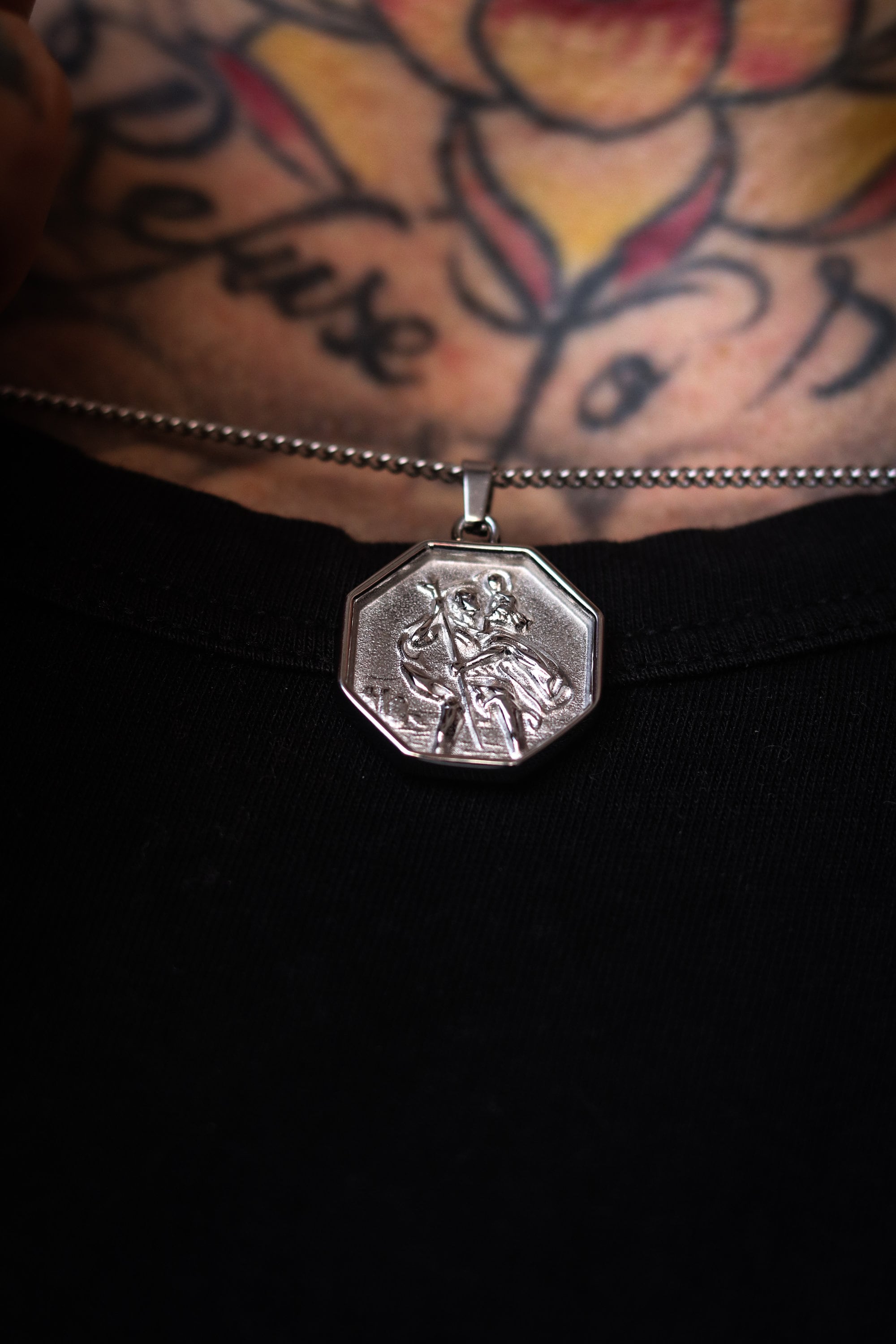 Gold St Christopher Necklace, 18K Gold Stainless Steel Pendant, Travel ...