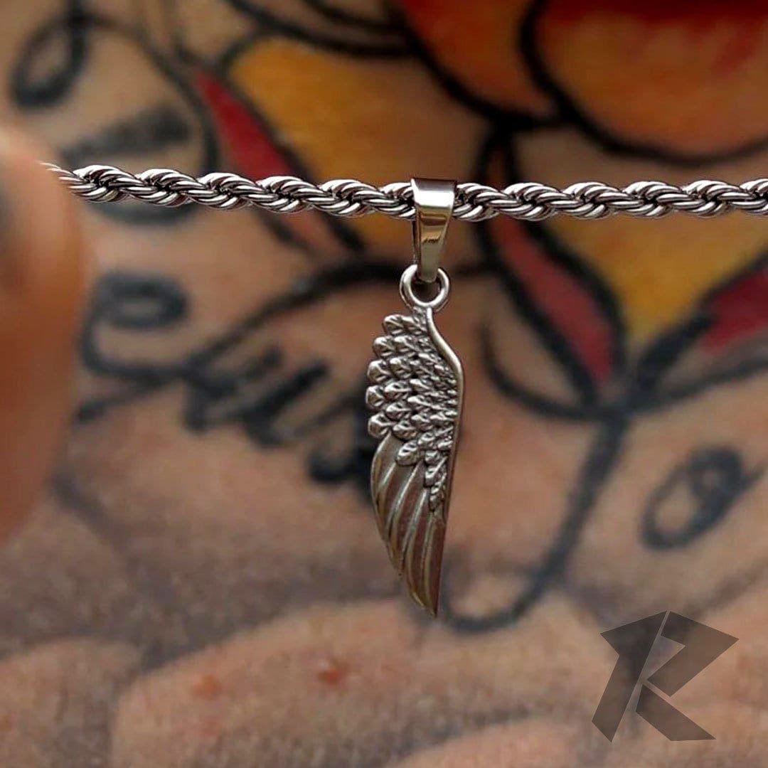Silver Guardian Angel Wing Necklace, Mens Pendant, Mens Necklace ...