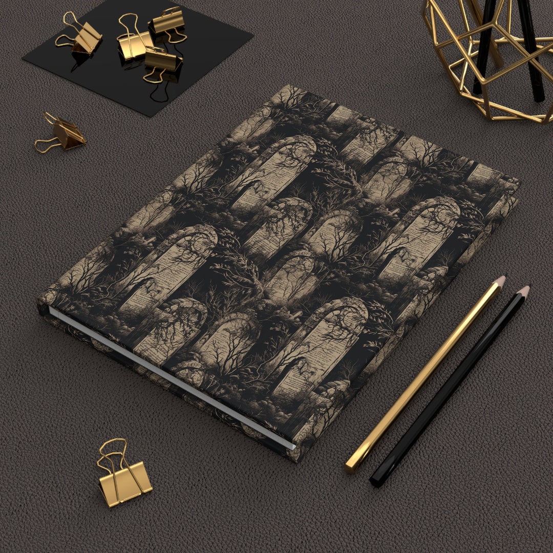 Gothic Headstones Grimoire, Spell Book Hardcover Journal, Old Cemetery ...