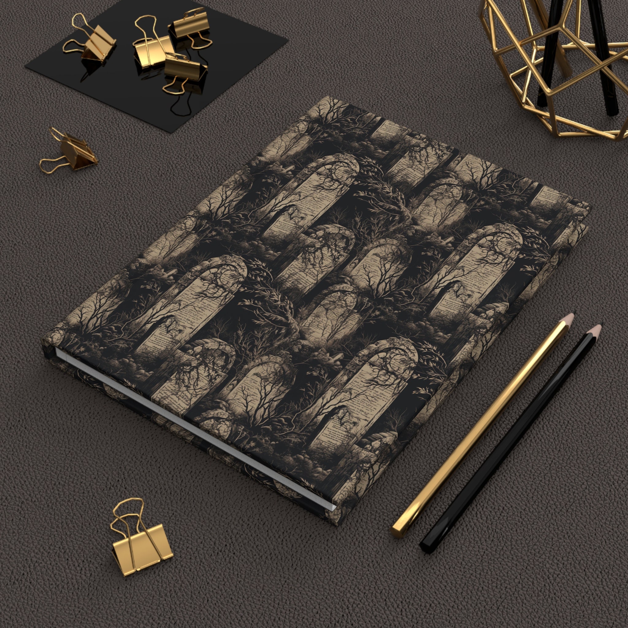 Gothic Headstones Grimoire, Spell Book Hardcover Journal, Old Cemetery ...