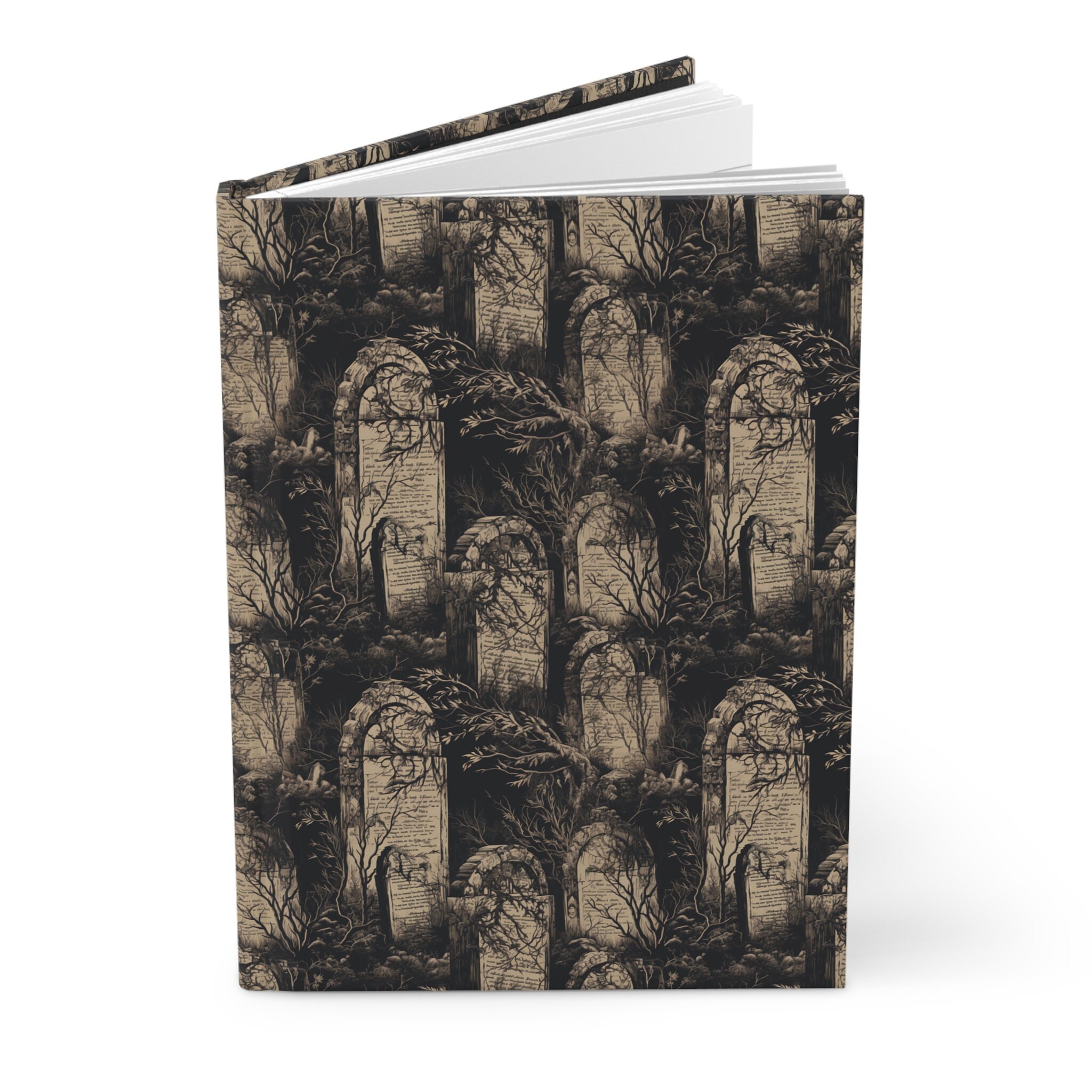 Gothic Headstones Grimoire, Spell Book Hardcover Journal, Old Cemetery ...