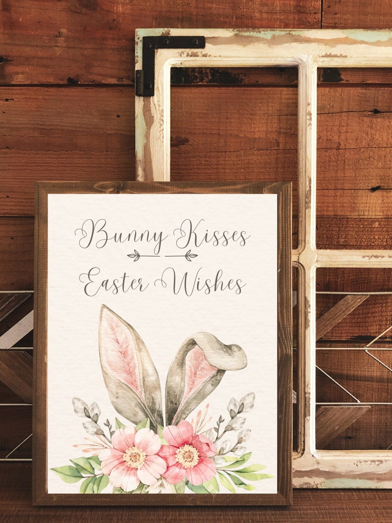 Bunny Kisses, Easter Wishes, Instant Download Poster, Art, Digital ...