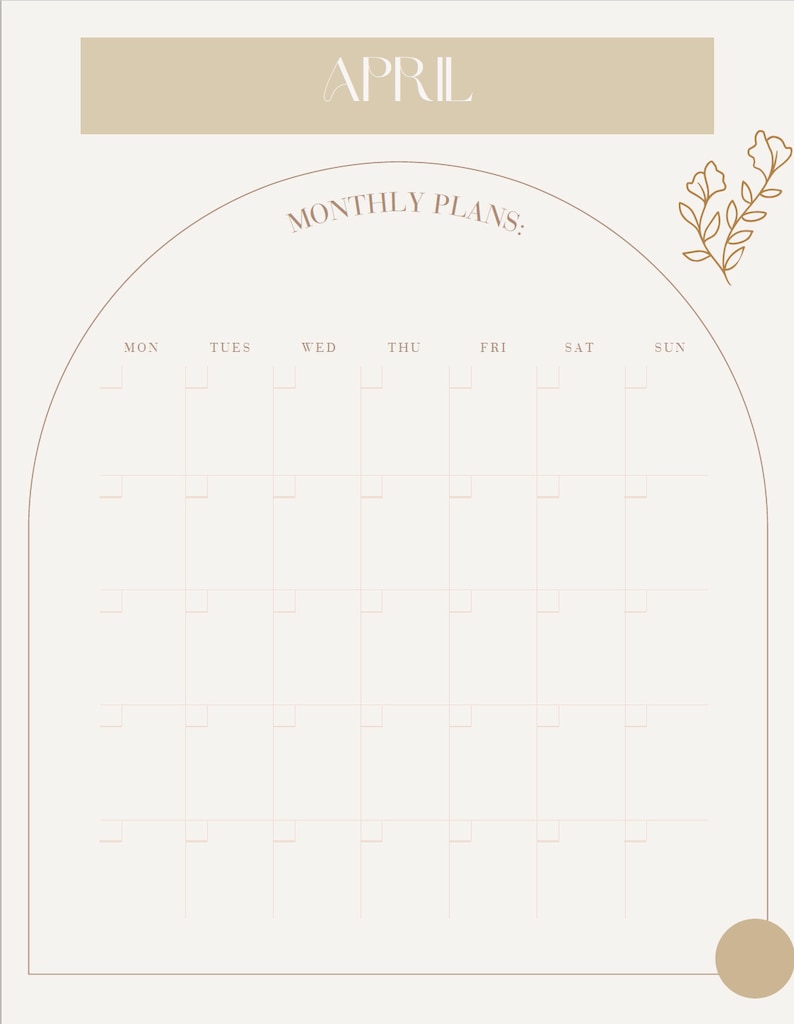 Boho Monthly Calendar Template| Printable, Digital Download, Boho ...