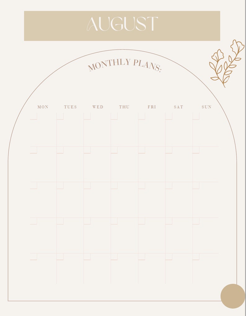 Boho Monthly Calendar Template| Printable, Digital Download, Boho ...