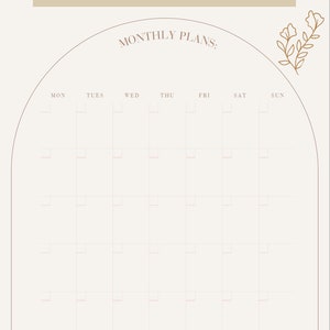 Boho Monthly Calendar Template| Printable, Digital Download, Boho ...