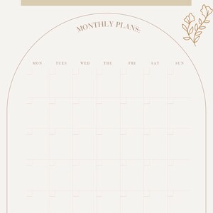 Boho Monthly Calendar Template| Printable, Digital Download, Boho ...