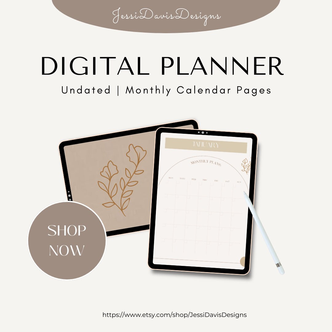 Boho Monthly Calendar Template| Printable, Digital Download, Boho ...