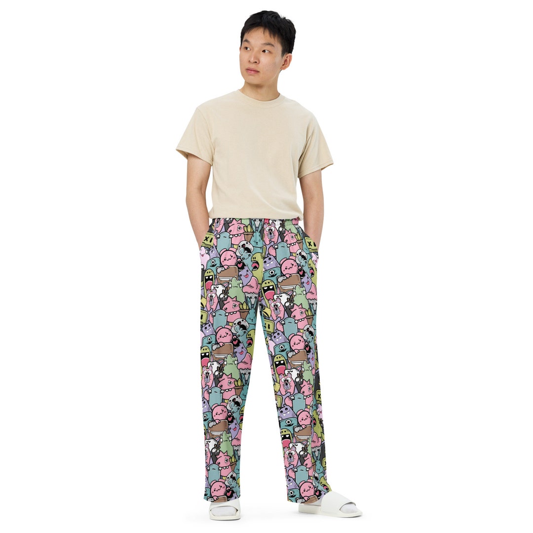 Cartoon Grunge Characters All-over Pattern Pyjama / Pajama Pants Wide ...