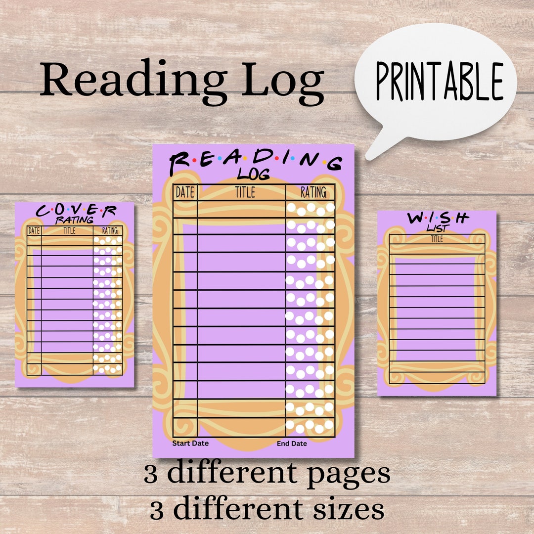 Friends Themed Printable Reading Log. PDF File Reading Tracker - Etsy