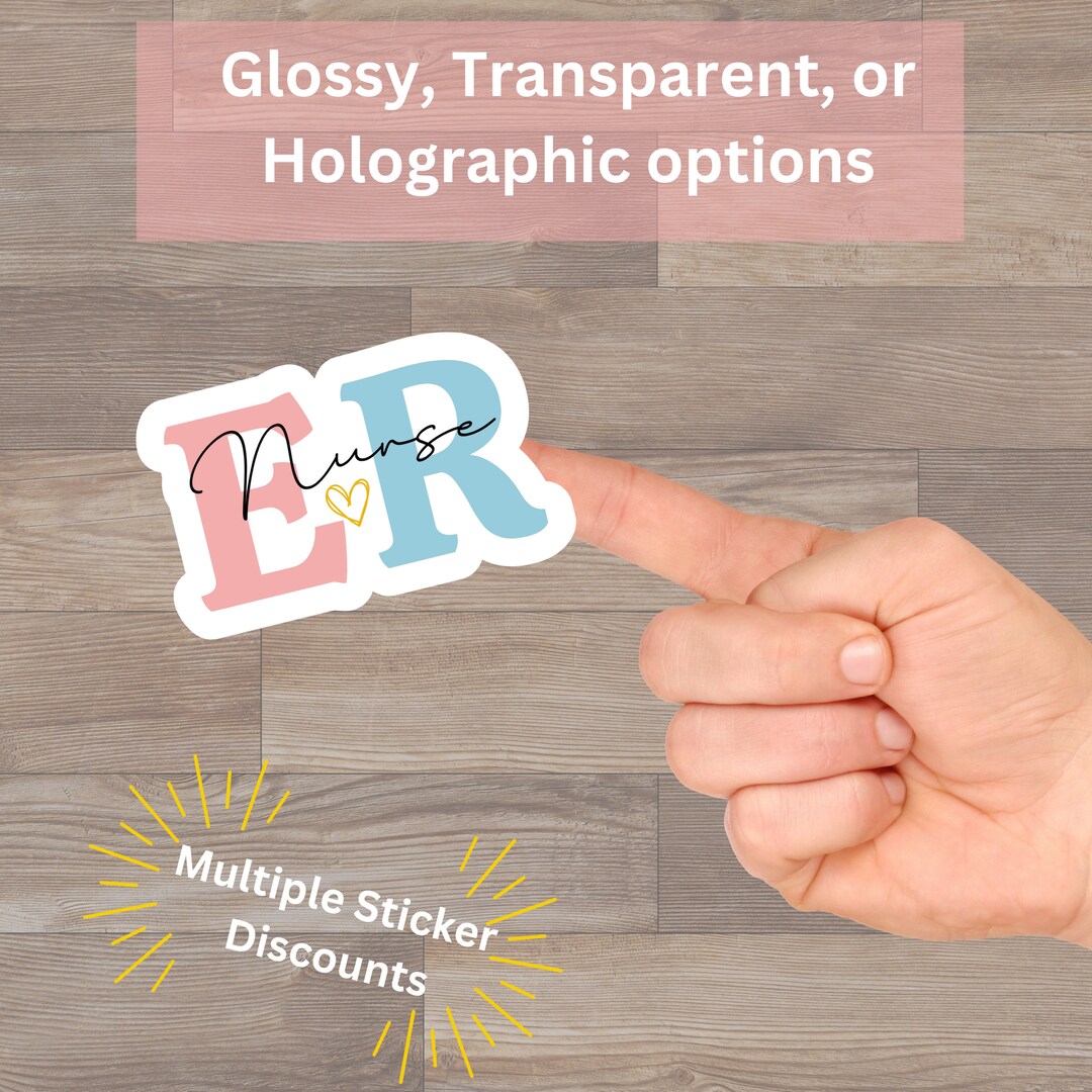 ER Nurse. Nurse Stickers, Nursing, Vinyl Sticker, Holographic Options ...